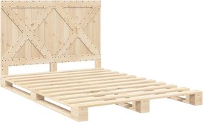 Rám postele s čelem bílý 140 x 200 cm masivní borové dřevo 3281570