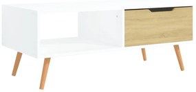 vidaXL Konferenční stolek bílý a dub sonoma 100x49,5x43 cm dřevotříska