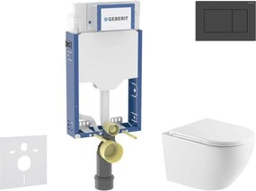 Geberit Kombifix - Set předstěnové instalace, klozetu Oudee a sedátka softclose, tlačítko Sigma20, matná černá/černá SANI15CA5154