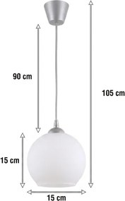 BRILAGI - LED Lustr na lanku RETRO GLASS 1xE27/60W/230V pr. 15 cm stříbrná/bílá
