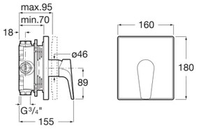 Roca A5A2B90C00 - Sprchová baterie pro podomítkovou instalaci ATLAS lesklý chrom