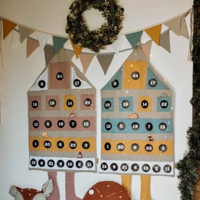 Vigvam design Adventní kalendář My Linen Christmas, Modrý &amp; Cappuccino