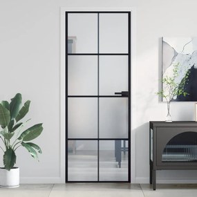 Interiérové dveře úzké černé 76x201,5 cm tvrzené sklo a hliník - Default Title