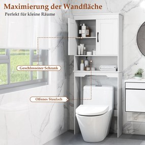 Costway WC skříňka 168 cm s 2 dvířky a nastavitelnou policí. Prostorově úsporná