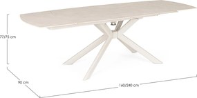 BIZZOTTO Krémový rozkládací jídelní stůl JANIKA 160-240x90 cm 0731289