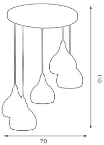 Lustr na lanku AKTAN 5xE27/60W/230V černá kulatý