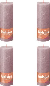 Bolsius Rustikální válcové svíčky Shine 4ks 190x68 mm [440839] Barva: Popelavě růžová