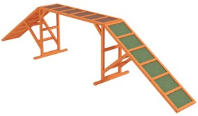PawHut psí agility lávka agility vybavení pro psy s bezpečnostní tyčí, protiskluzový povrch agility vybavení pro zahradu, 325 x 55 x 69 cm, oranžová …