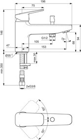 Ideal Standard Ceraplan - Vanová baterie stojánková, chrom BD257AA