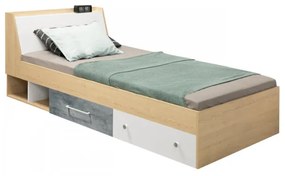 Jednolůžková detská postel Brikuf BI12 L / P, Barva:: dub / bílá + betón