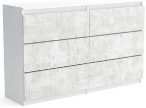 Velká komoda 6 zásuvek ARIE šíře 120cm Bílá/beton