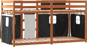 Dětská patrová postel se závěsy bílá a černá 80x200 cm borovice 3283922