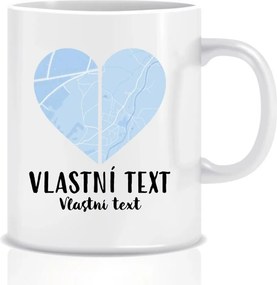 Personalizovaný klasický bílý keramický hrníček 300 ml - Dvě místa, jedno srdce