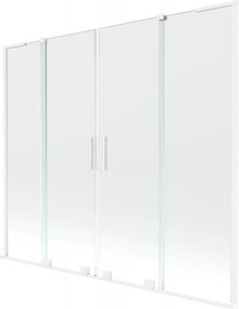Mexen Velar L Duo, 2-křídlová posuvná vanová zástěna 170 x 150 cm, 8mm čiré sklo, bílá matná, 896-170-003-02-20