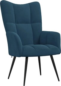 Relaxační křeslo se stoličkou modré samet 328094