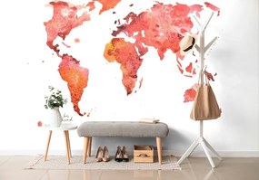 Samolepící tapeta kontinenty v červené barvě - 225x150 cm