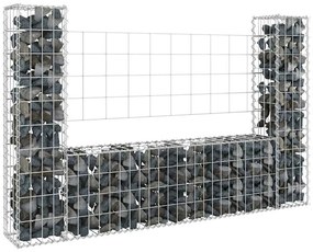 Gabionový koš ve tvaru U se 2 sloupky železo 140 x 20 x 100 cm 151275
