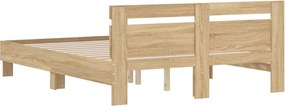 Rám postele s čelem dub sonoma 140 x 190 cm kompozitní dřevo 3207436