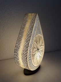 Stolní lampa MANDALA bílá, ručně obojstranne  malována, 38 cm