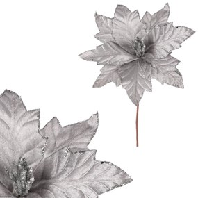 Květ vánoční růže - samet, barva stříbrná VP2103 SIL