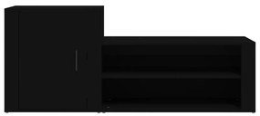 Botník černý 130x35x54 cm kompozitní dřevo - Default Title