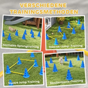 PawHut Agility set pro psy 6dílné agility vybavení pro výcvik psů Zásuvná sada překážek s 12 kužely 6 překážek Přepravní taška D07-059V01BU