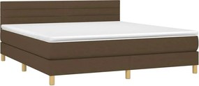 Box spring postel s matrací a LED tmavě hnědá 160x200 cm textil 3133808