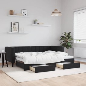 Válenda s přistýlkou a zásuvkami černá 80 x 200 cm samet 3196736