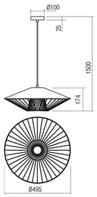 Redo 01-3008 závěsné svítidlo Grill matně bílé, E27, ø49cm