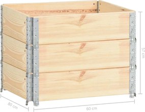 Vyvýšené záhony 3 ks 60 x 80 cm masivní borové dřevo 3055161