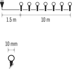Vánoční řetěz kuličky EMOS ZYK0207 200LED 10m studená bílá
