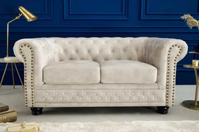 Designová dvousedačka Chesterfield 150 cm šampaňský samet - skladem