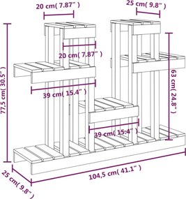 vidaXL Stojan na rostliny 104,5x25x77,5 cm masivní borové dřevo [822098] Barva: medová hnědá