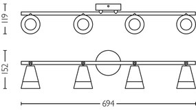 Philips - Bodové svítidlo CLEFT 4xGU10/5W/230V