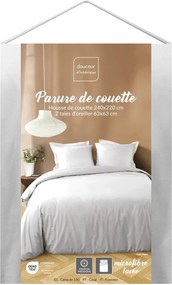 Bílé 3dílné povlečení na dvoulůžko/prodloužené z mikrovlákna 240x220 cm Liam – douceur d'intérieur