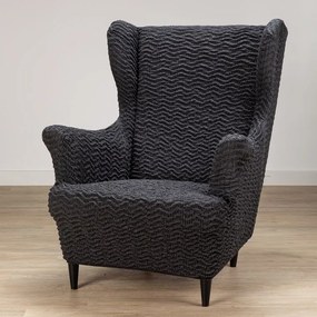 Bielastické potahy CRISTINA antracitová křeslo ušák (š. 60 - 110 cm)