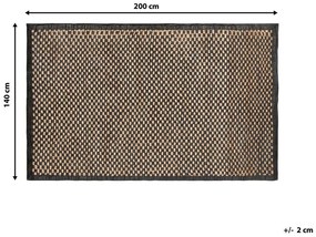 Kožený koberec 140 x 200 cm černý s béžovou GERCE II Beliani