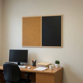 Toptabule.sk  Kombinovaná tabule černá v dřevěném rámu CLASSIC 60x40 cm