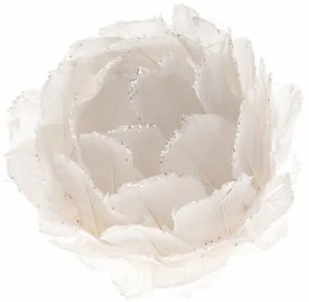 Vánoční ozdoba z peří Květina, pr. 8 cm, bílá