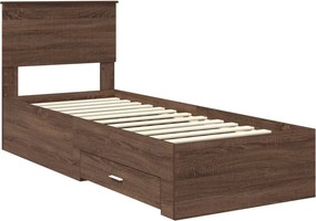 Rám postele Hnědý dub a stříbrná 75 x 190 cm Kompozitní dřevo 3410964