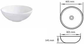 Gamma Dori, umyvadlo na desku 405x405x145 mm, bílá lesklá, GMA-UC-DORI