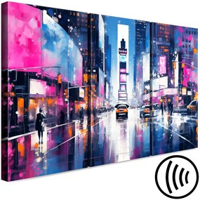 Obraz New York - Urban Lights Reflecting the Pink Shades of Night