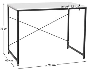 Kondela Psací stůl, bílá/černá, 90x60 cm, MELLORA