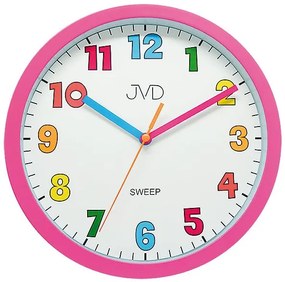 Růžové barevné tiché netikající dětské hodiny JVD sweep HA46.2