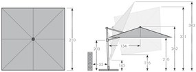 DERBY DX 210 x 210 cm - zahradní slunečník s boční nohou přírodní