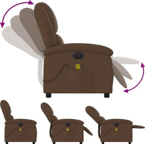 Elektrické masážní polohovací křeslo hnědé textil 3204156