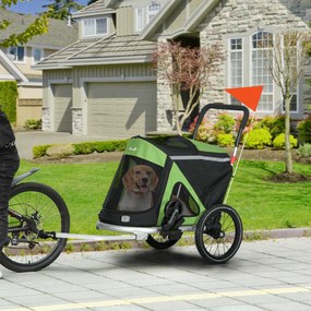 PawHut 2-in-1 cyklo vozík pro psy, kočárek pro domácí zvířata s bezpečnostním vodítkem, kočárek pro psy s reflexními plochami a tlumiči nárazů pro st…