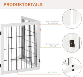 PawHut zábrana pro psy ochranný plot schodišťová brána 185 x 36 x 71 cm z borovicového dřeva v bílé barvě, ideální pro ochranu dveří a bezpečnost psů…