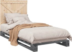 Rám postele s čelem šedý 90 x 200 cm masivní borové dřevo 3281580