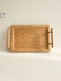 Sinsay - Bambusový servírovací podnos s rukojetí - hnědá